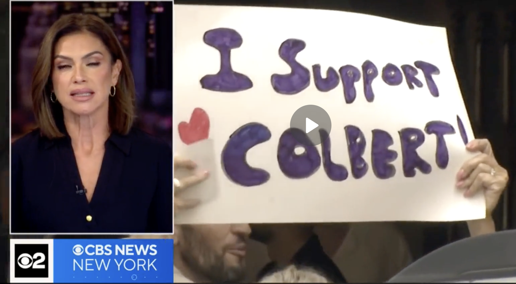 CBS News: Crowd gathers in NYC to protest canceling of “The Late Show ...